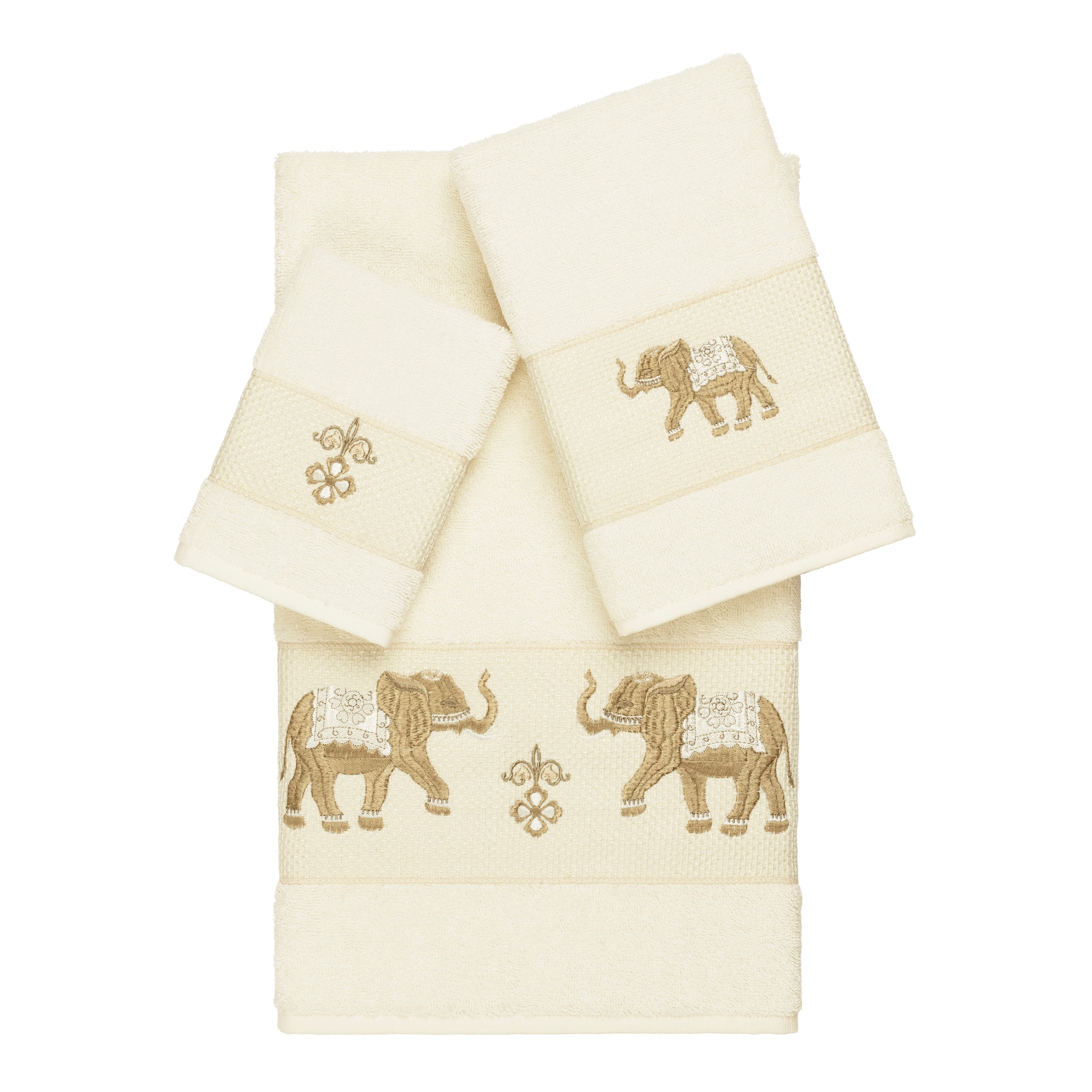 Authentic Hotel and Spa Turkish Cotton Elephants Embroidered Cream 3 ...