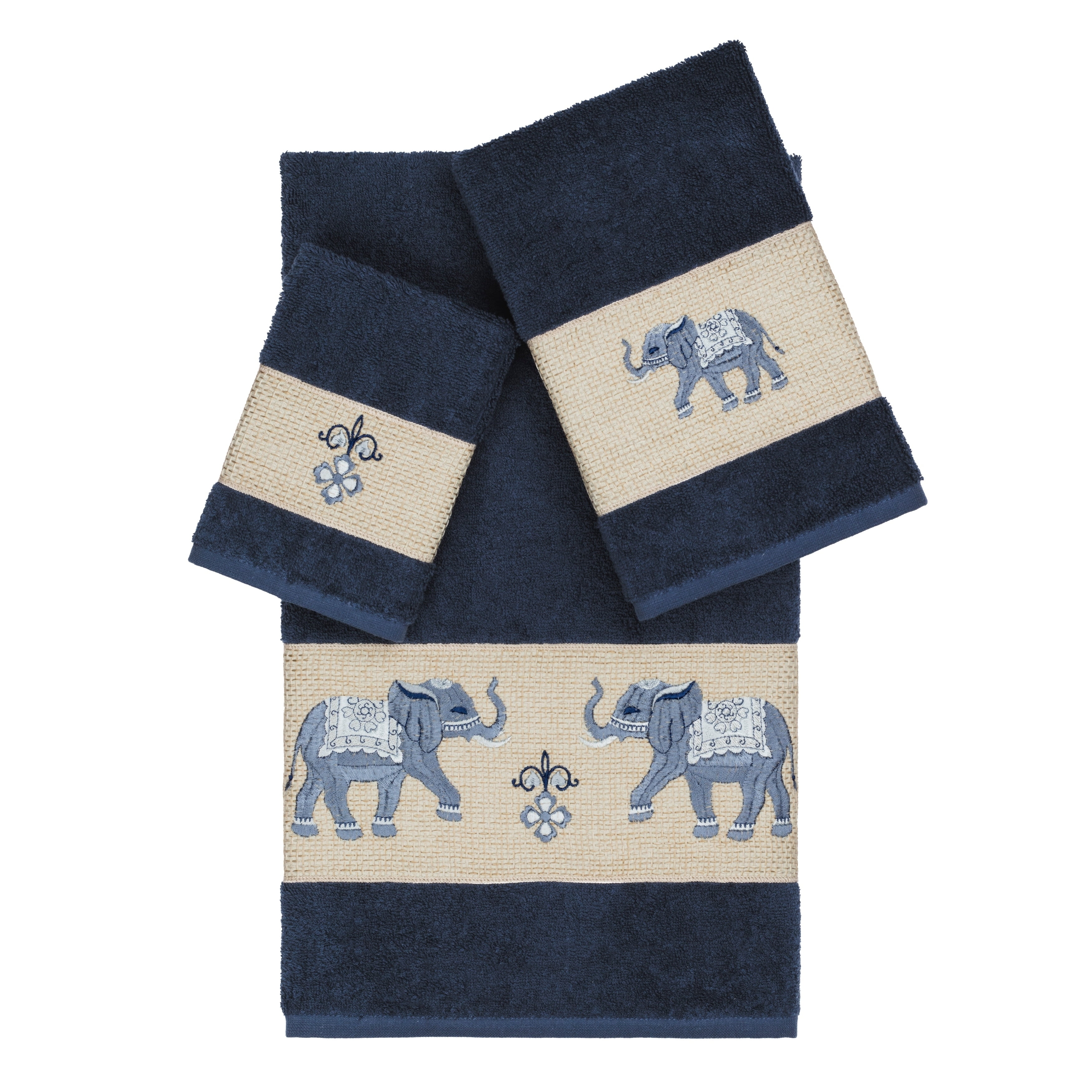 Authentic Hotel and Spa Turkish Cotton Elephants Embroidered Midnight ...