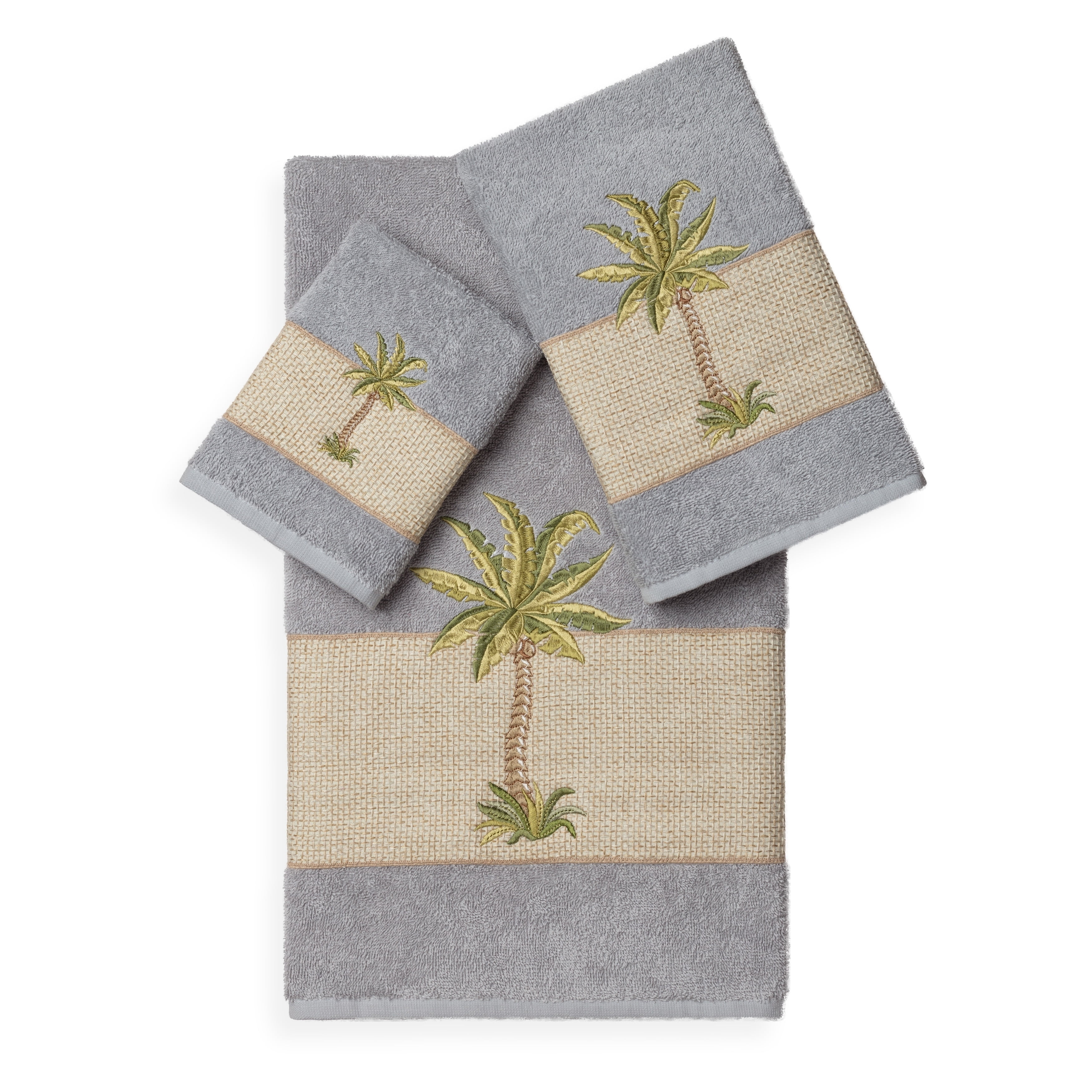 Authentic Hotel and Spa Turkish Cotton Palm Tree Embroidered 3 piece ...