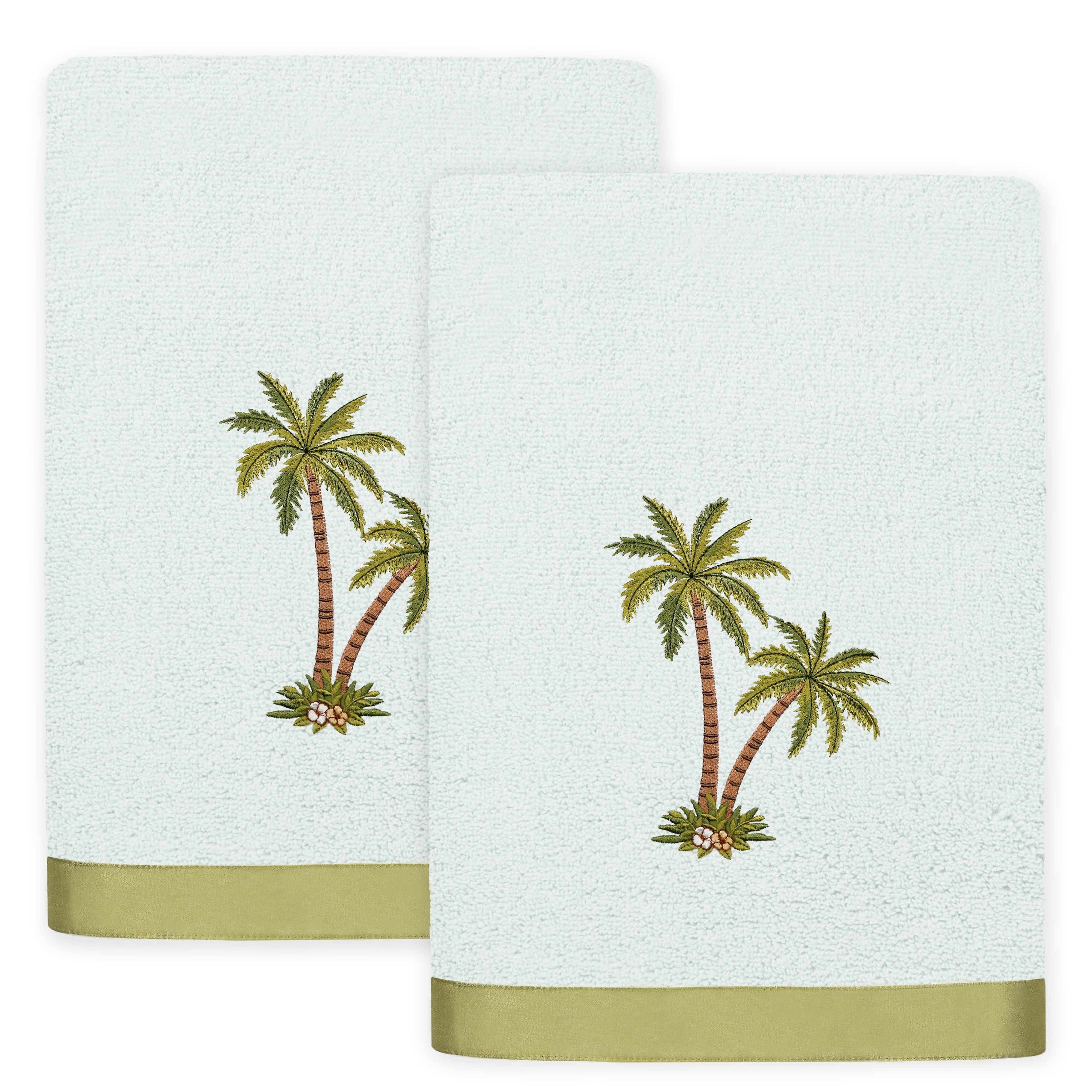 Authentic Hotel and Spa Turkish Cotton Palmera 2 PC Bath Towel Set Aqua ...