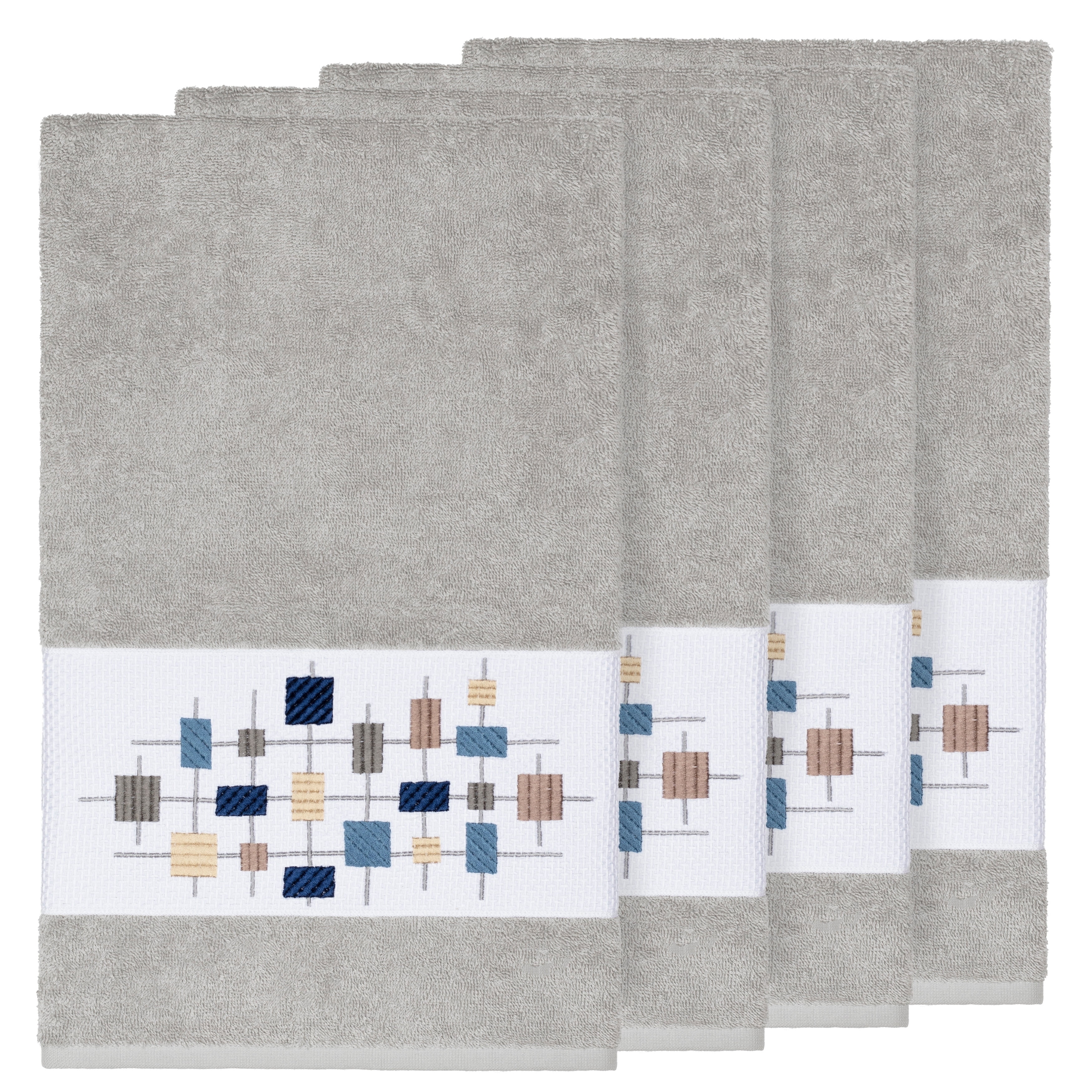 Authentic Hotel and Spa Turkish Cotton Squares Embroidered Light Grey 4 ...