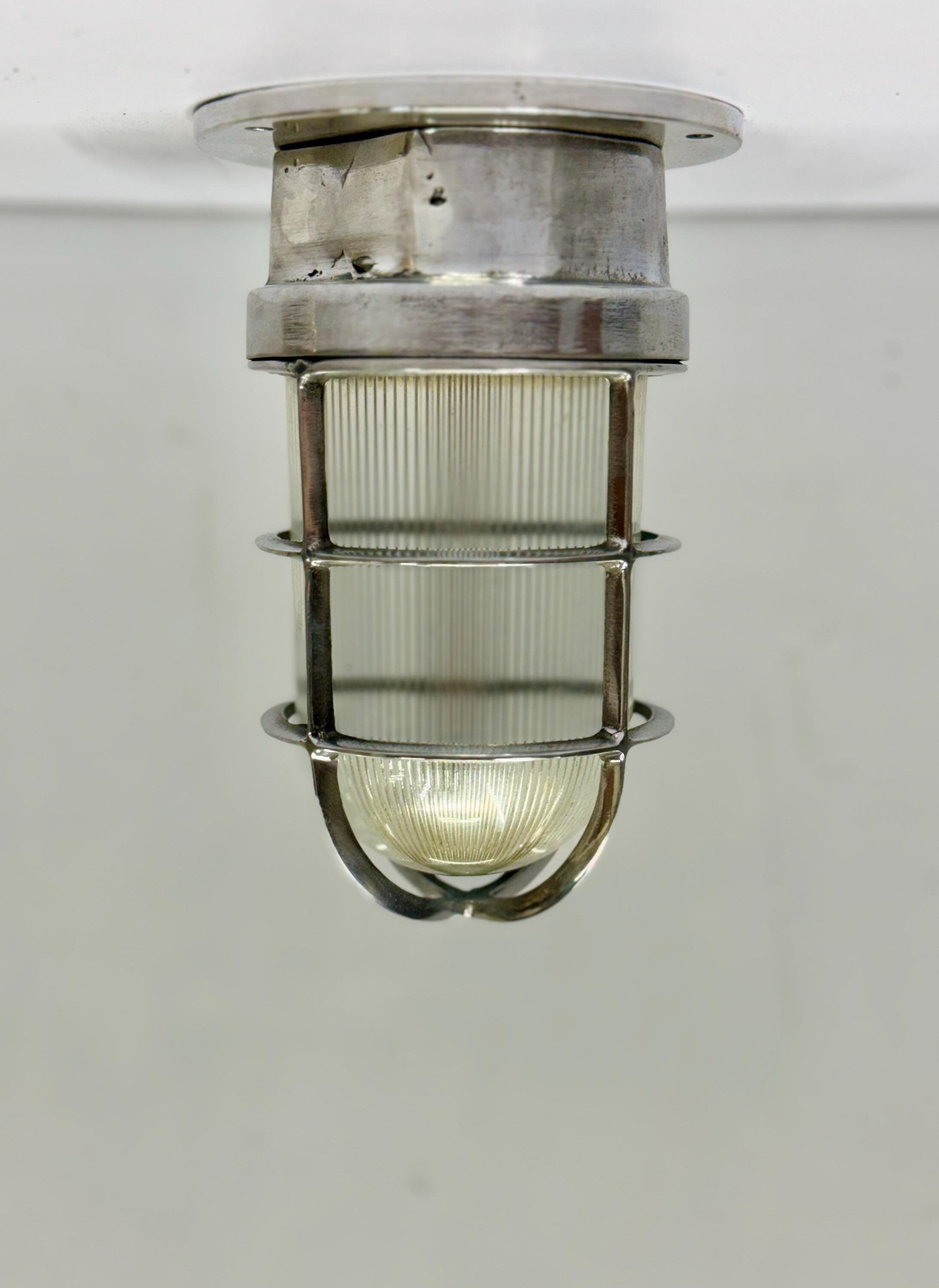 Authentic Industrial Old Aluminum Metal Marine Ship Bulkhead Light ...