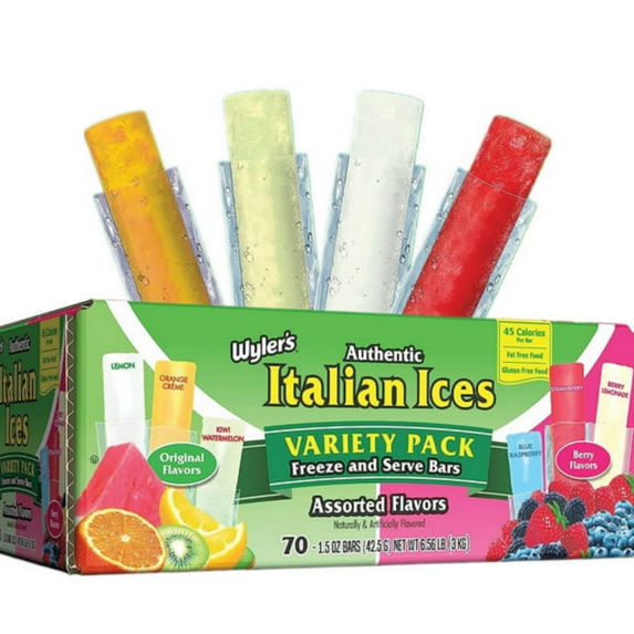Just Grown Italian Ices Assorted Flavors 70 Count Freezer Ice Pops with ...