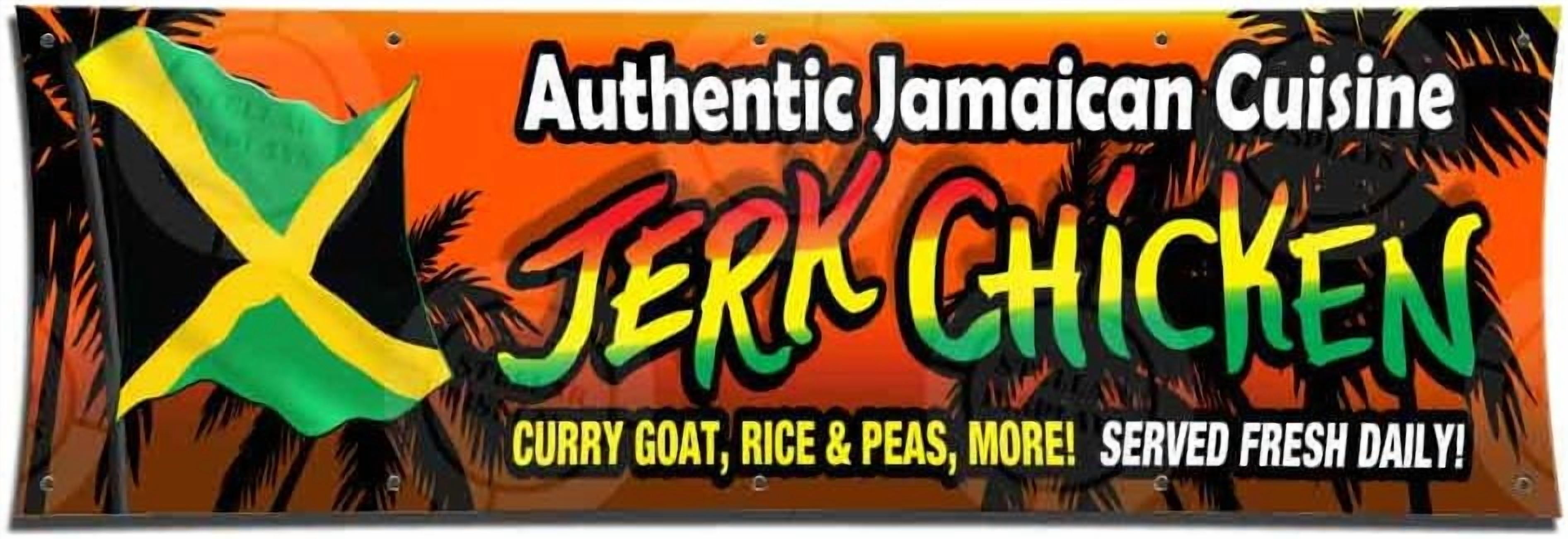 Authentic Jamaican Cuisine Banner (3ft X 9ft) Chicken Open Sign Flag ...