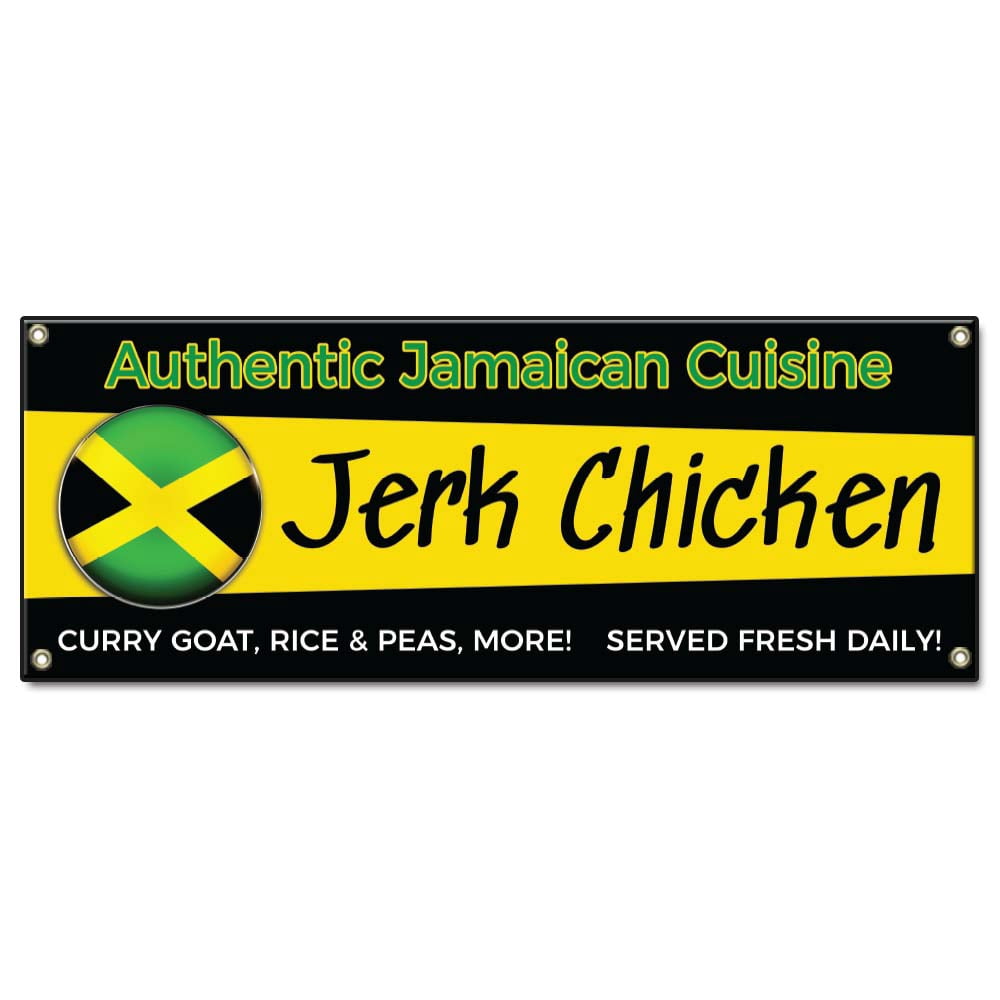 Authentic Jamaican Cuisine Jerk Chicken Curry Goat | 48" X 120" Banner ...
