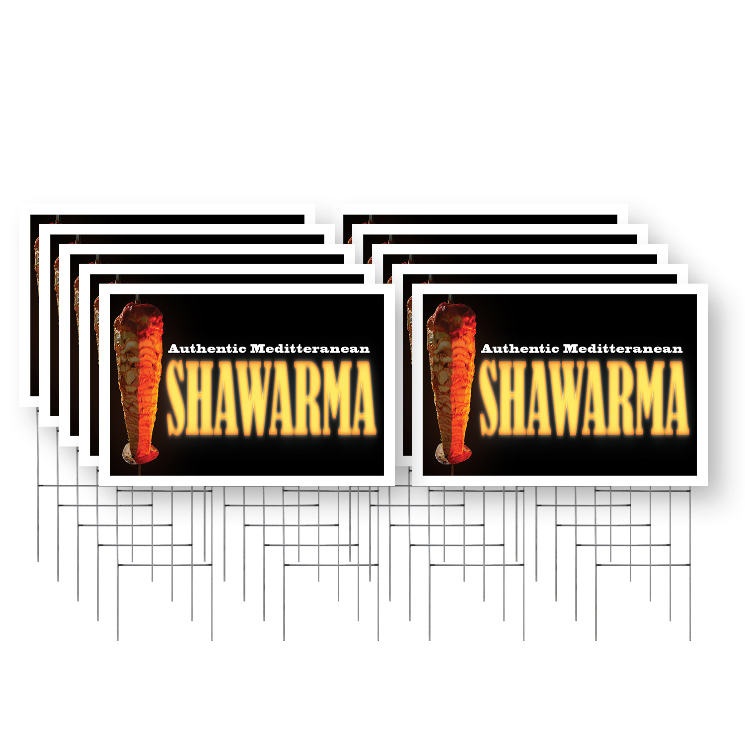 Authentic Mediterranean Shawarma Yard Sign 10 Pack of 24 Inch x 36 Inch ...