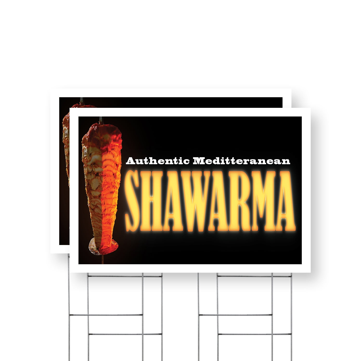 Authentic Mediterranean Shawarma Yard Sign 2 Pack of 24 Inch x 36 Inch ...