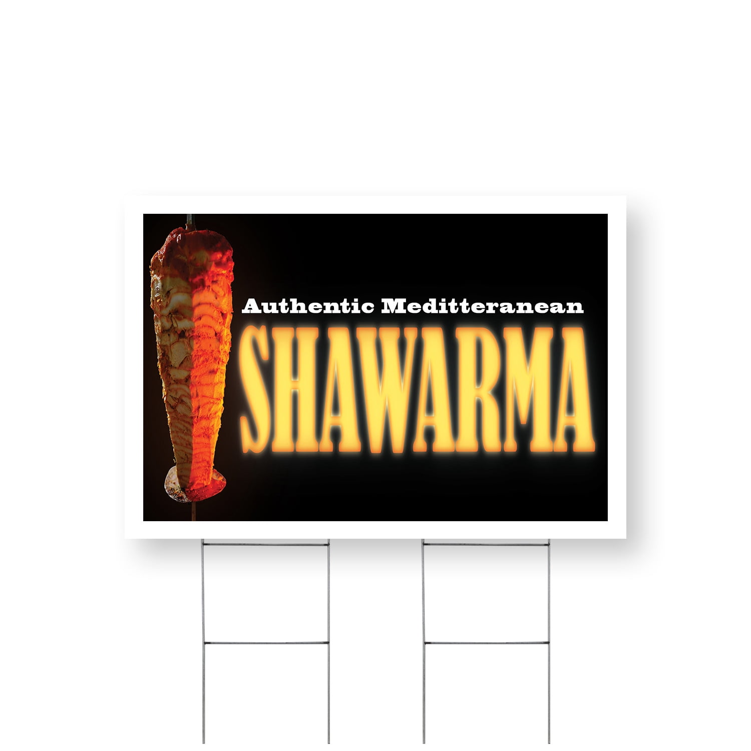 Authentic Mediterranean Shawarma Yard Sign 24 Inch x 36 Inch Single ...