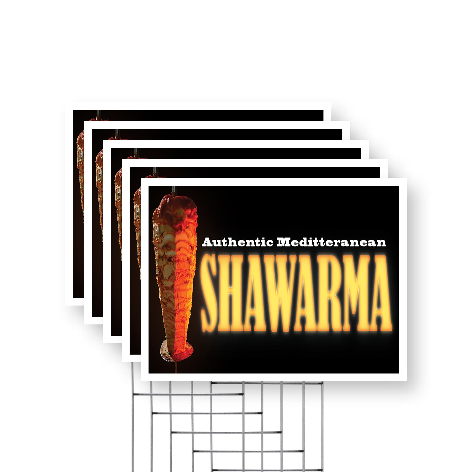 Authentic Mediterranean Shawarma Yard Sign 5 Pack of 18 Inch x 24 Inch ...