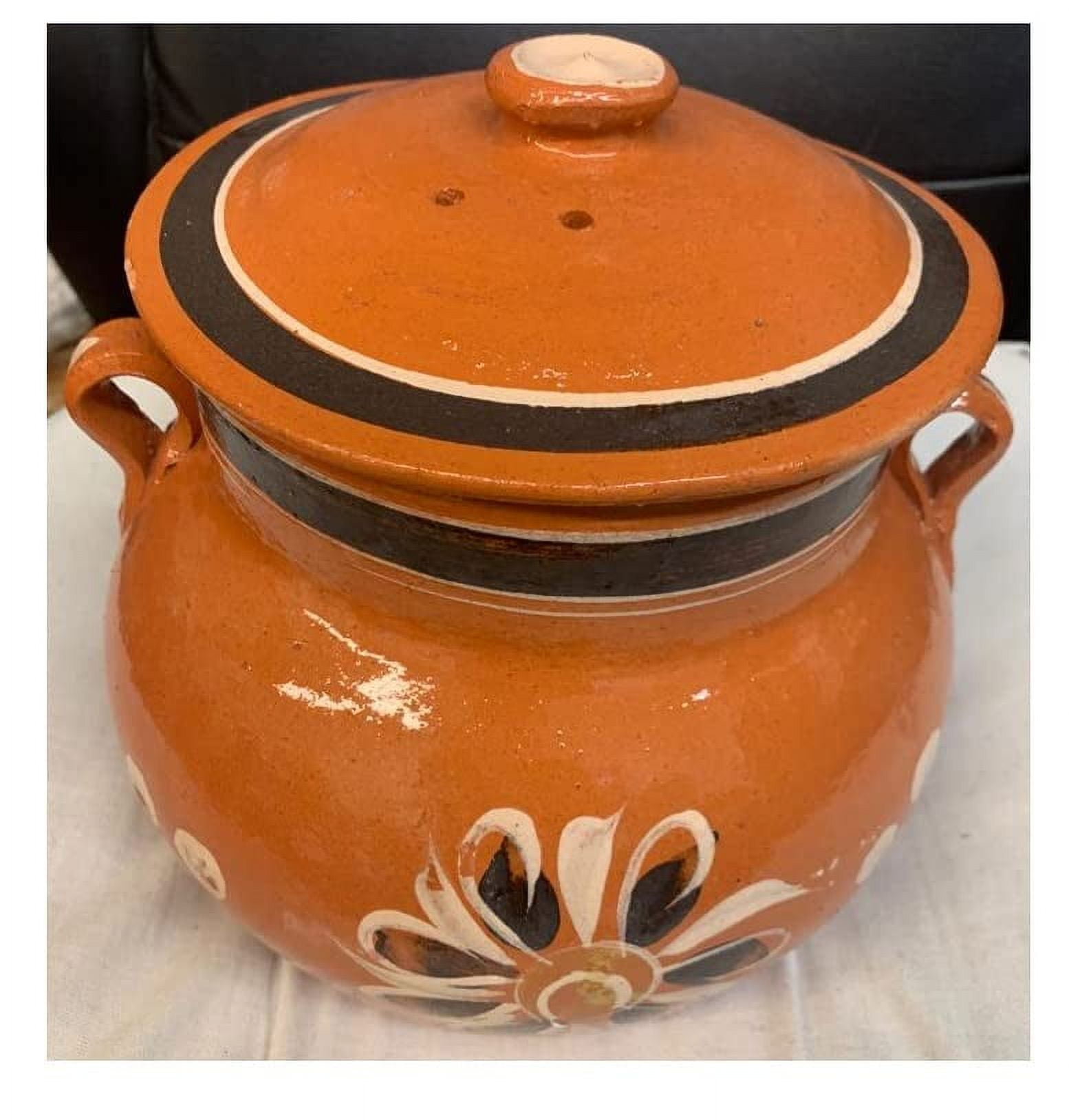 Authentic Mexican Barro Olla Bola Grande Con Tapa Mexicana Para Frijol ...