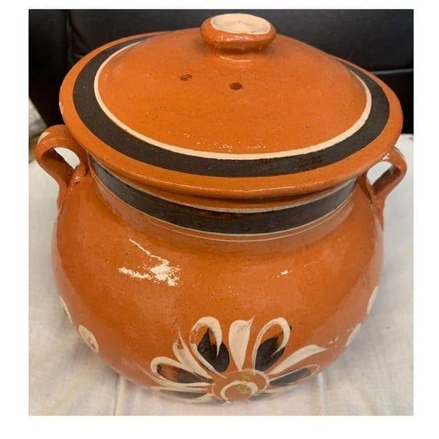 Authentic Mexican Barro Olla Bola Grande Con Tapa Mexicana Para Frijol ...