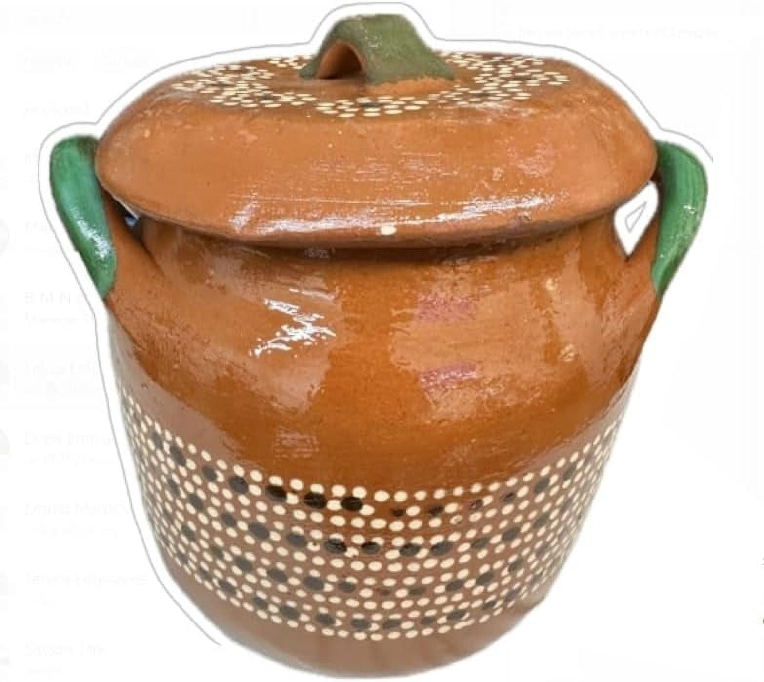 Authentic Mexican Barro Olla Bola Grande Con Tapa Mexicana Para Frijol ...
