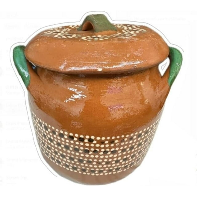 Authentic Mexican Barro Olla Bola Grande Con Tapa Mexicana Para Frijol ...