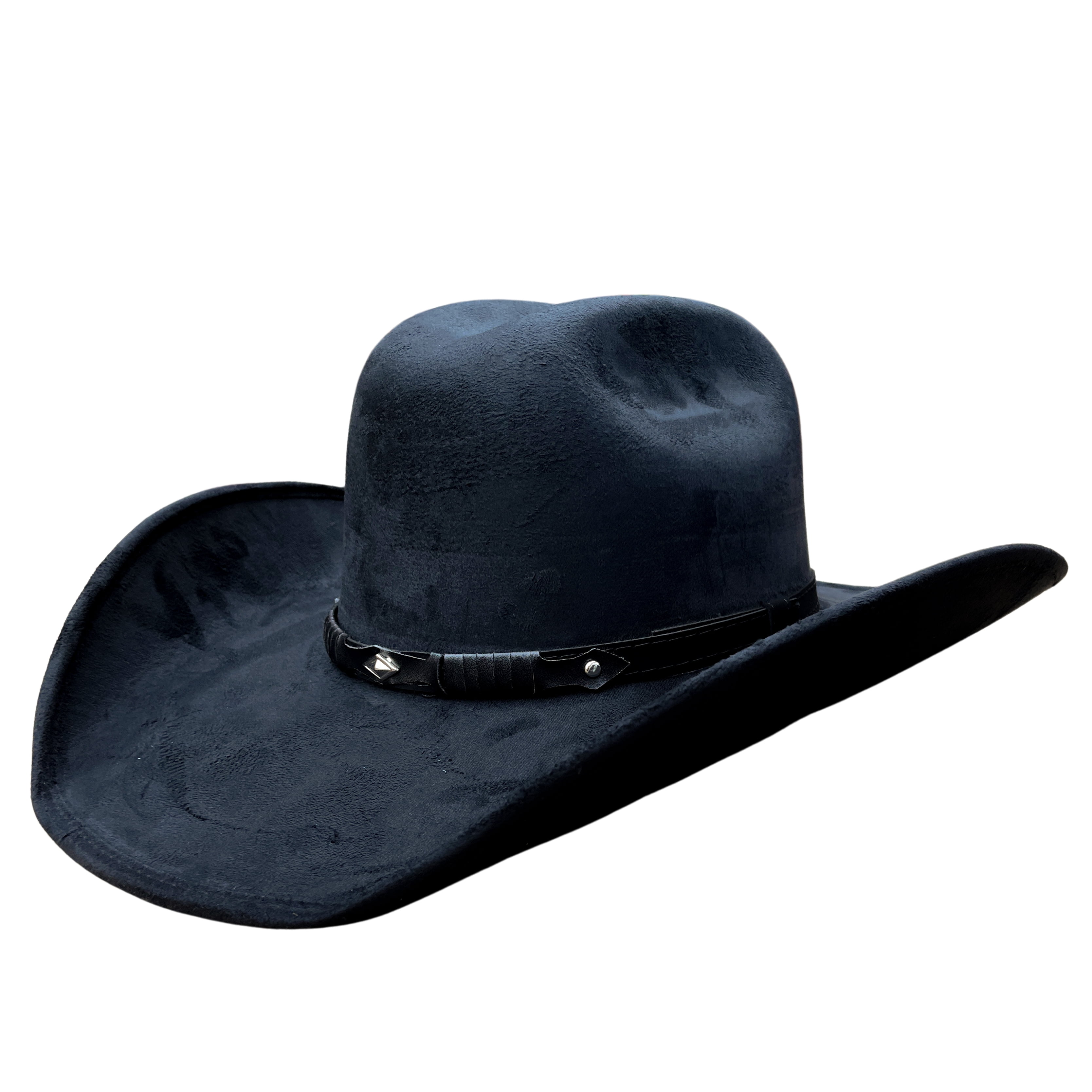 Authentic Mexican Vaquero Cowboy Western Black Felt Suede Hat (Large ...