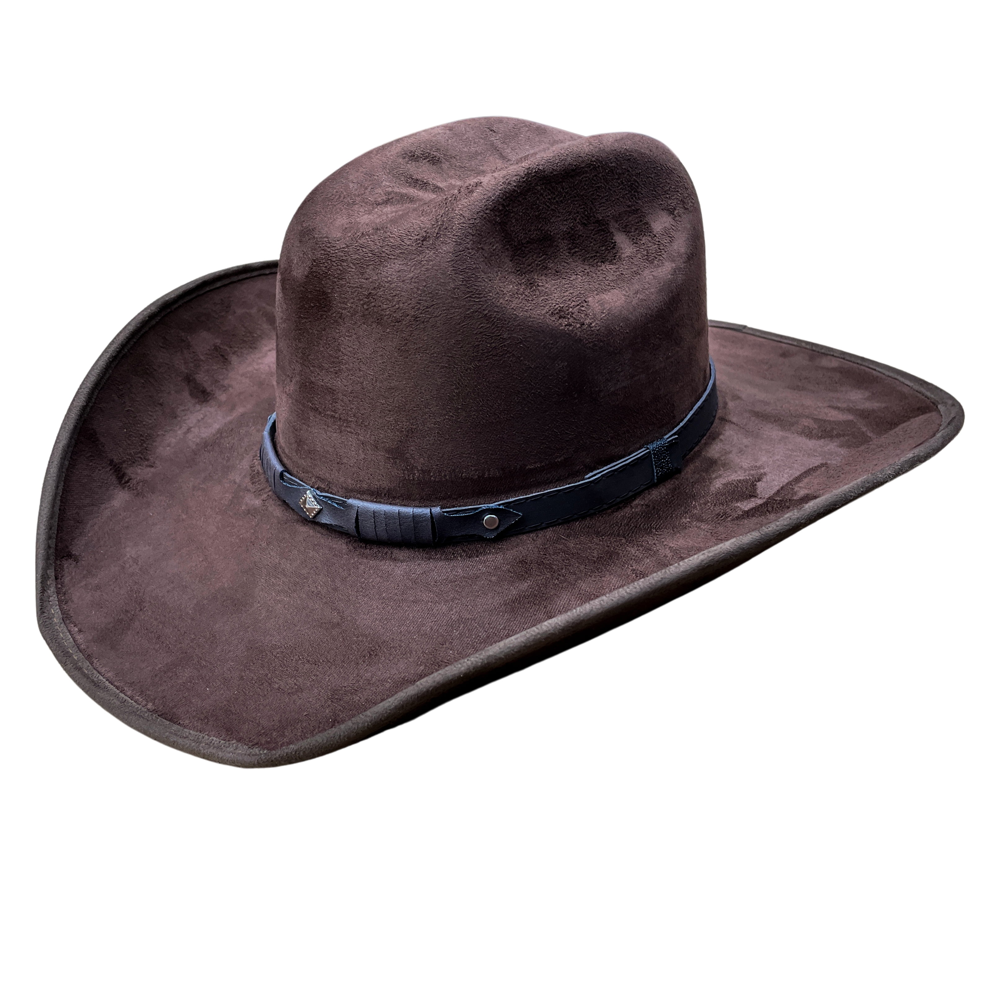 Authentic Mexican Vaquero Cowboy Western Brown Velvet Felt Suede Hat ...