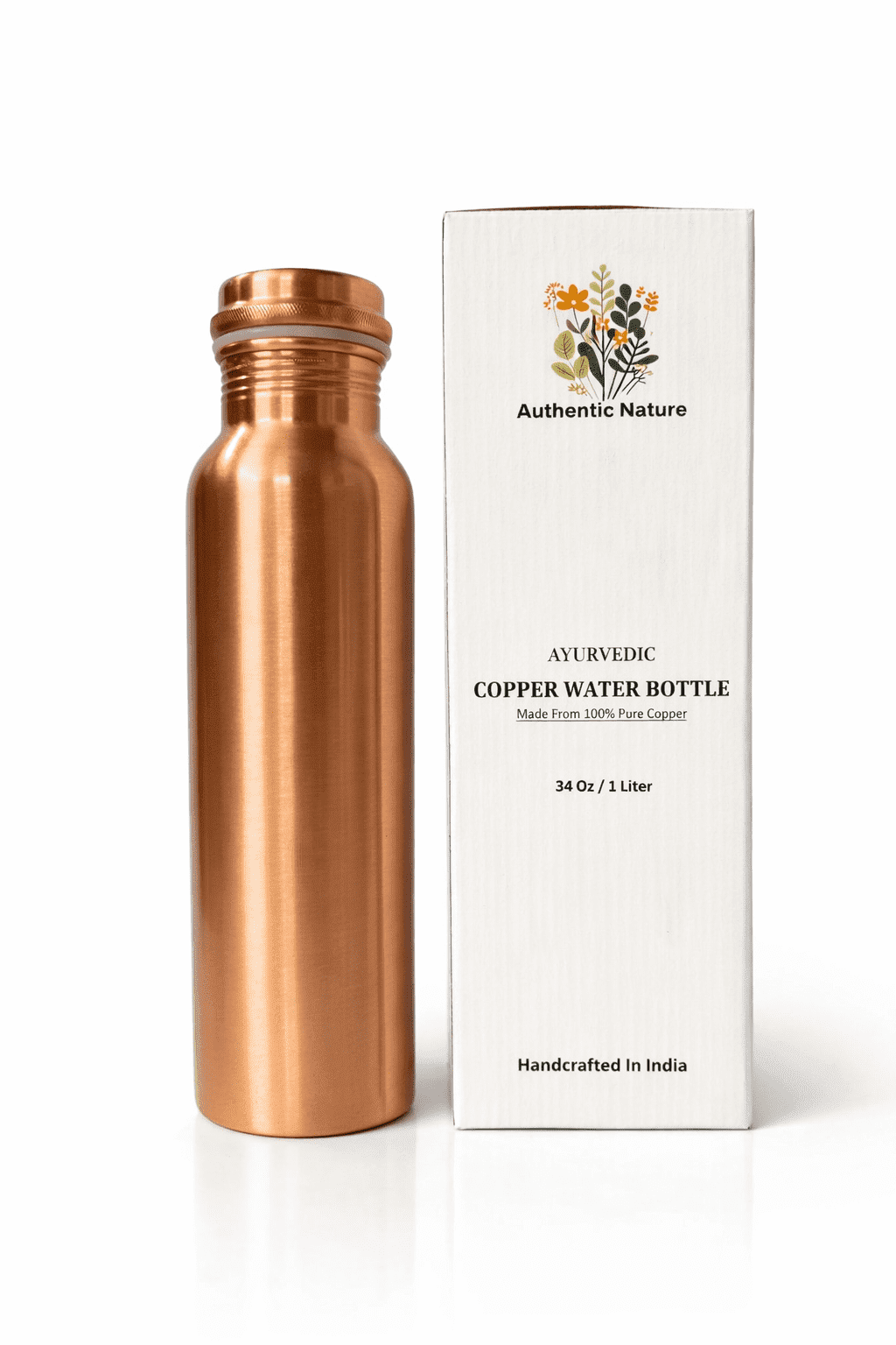 Authentic Nature Ayurvedic Copper Water Bottle, Pure Copper, 1 Litre/34 ...