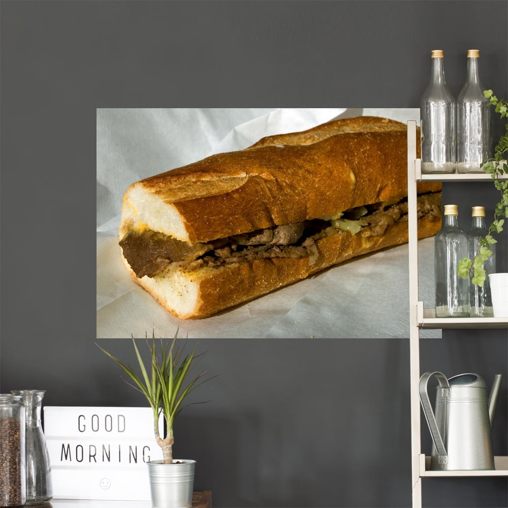 Authentic Philadelphia Cheesesteak Wall Mural by Wallmonkeys Peel and ...