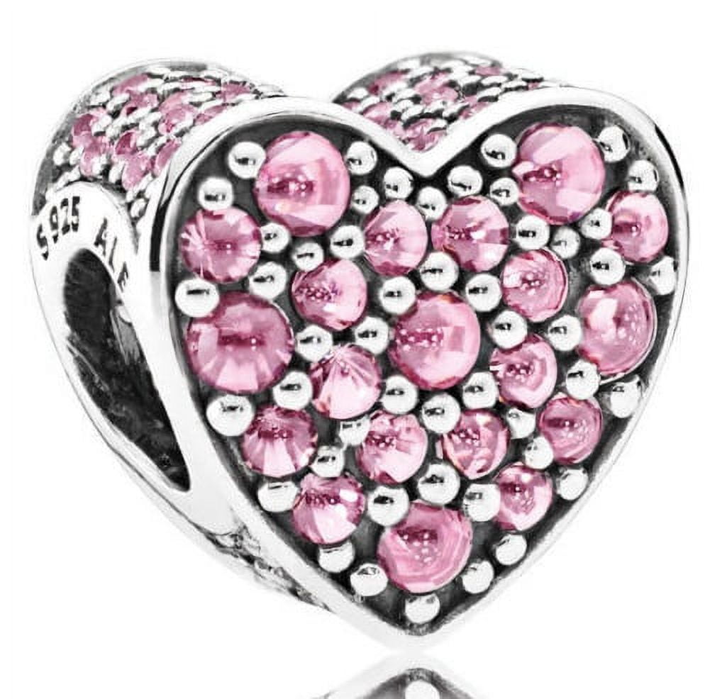 Authentic Pink Dazzling Heart Charm, Pink CZ 792069PCZ - Walmart.com