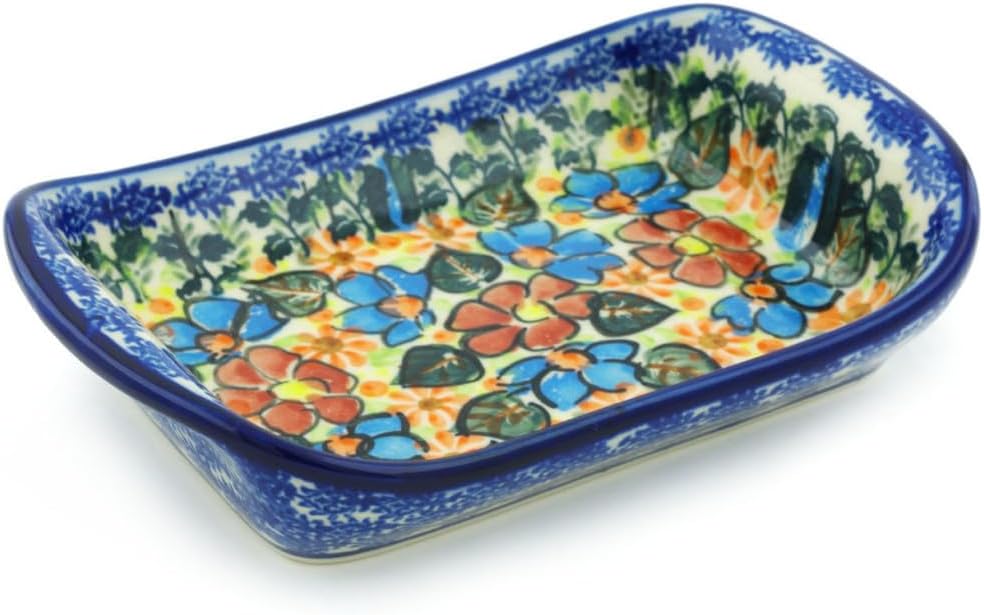 Authentic Platter with Handles 7-inch UNIKAT in Bold Poppies Design ...