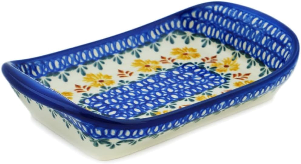 Authentic Platter with Handles 7-inch in Golden Flower Garden Design ...