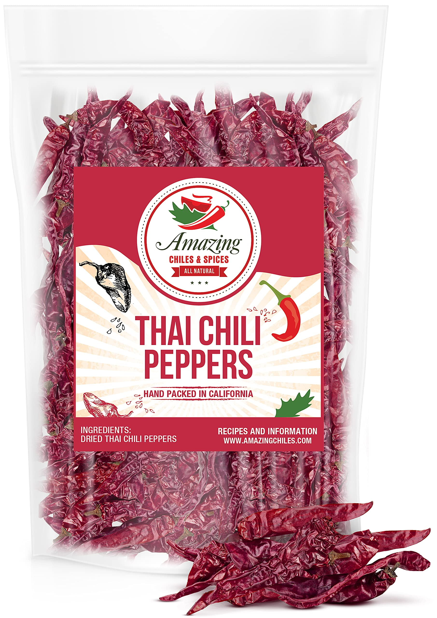 Authentic Red Thai Chili RRF12 Peppers, 5 oz. Bag, Genuine Hot Red ...