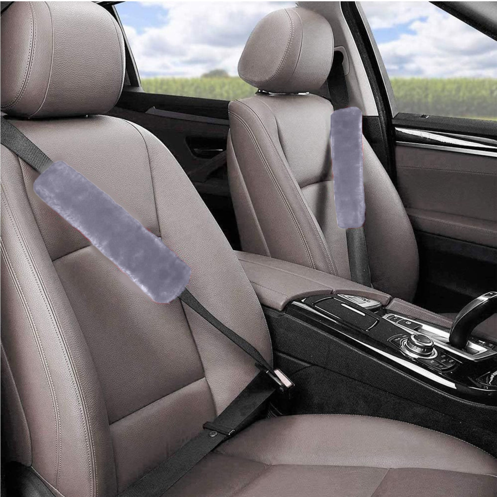 Authentic Sheepskin Car Seat Belt Pad,2 Pack Soft Seat Belt Cover for ...