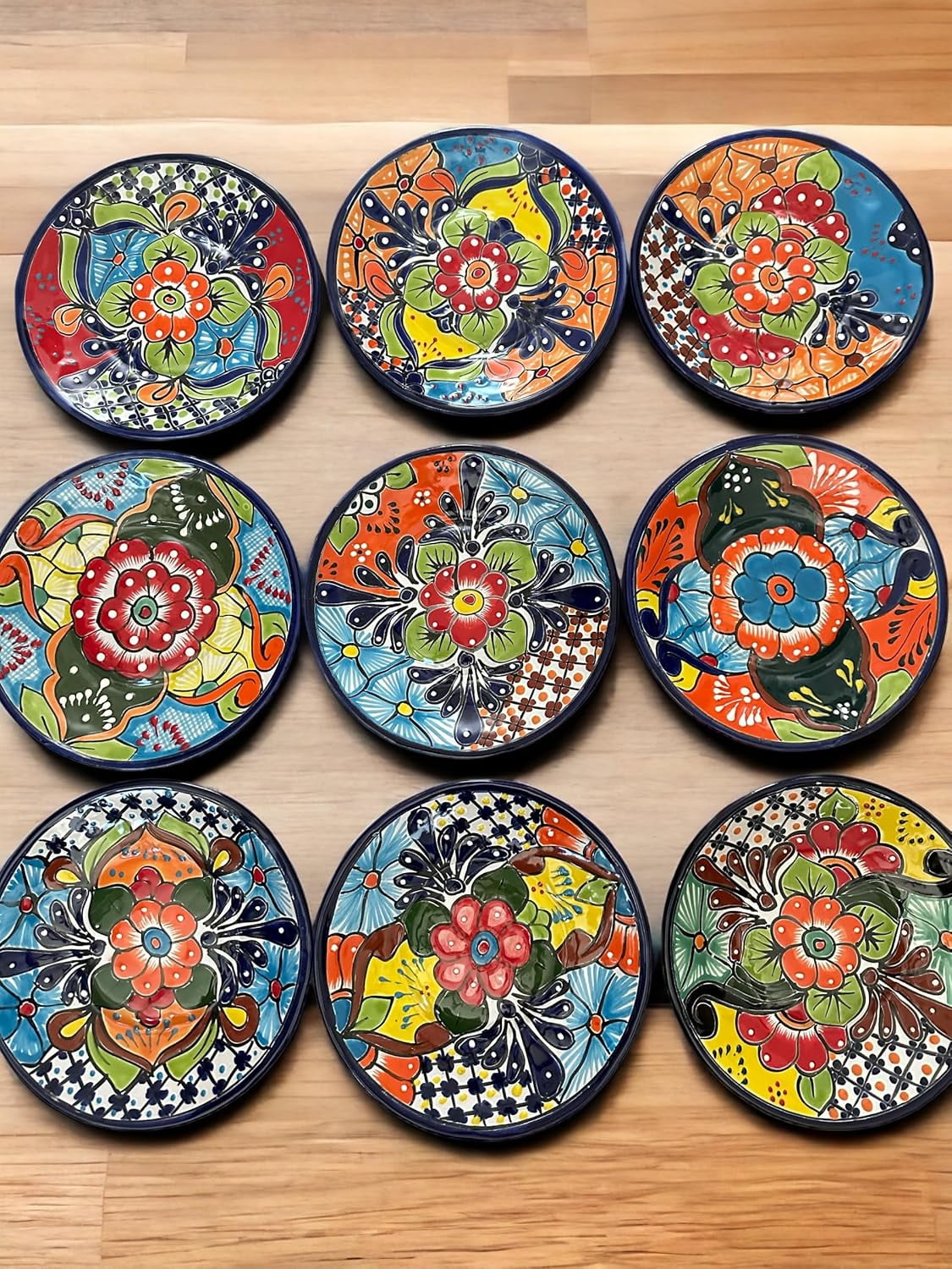 Authentic Talavera 8" Plate Set - Handmade Mexican Pottery, Vibrant ...