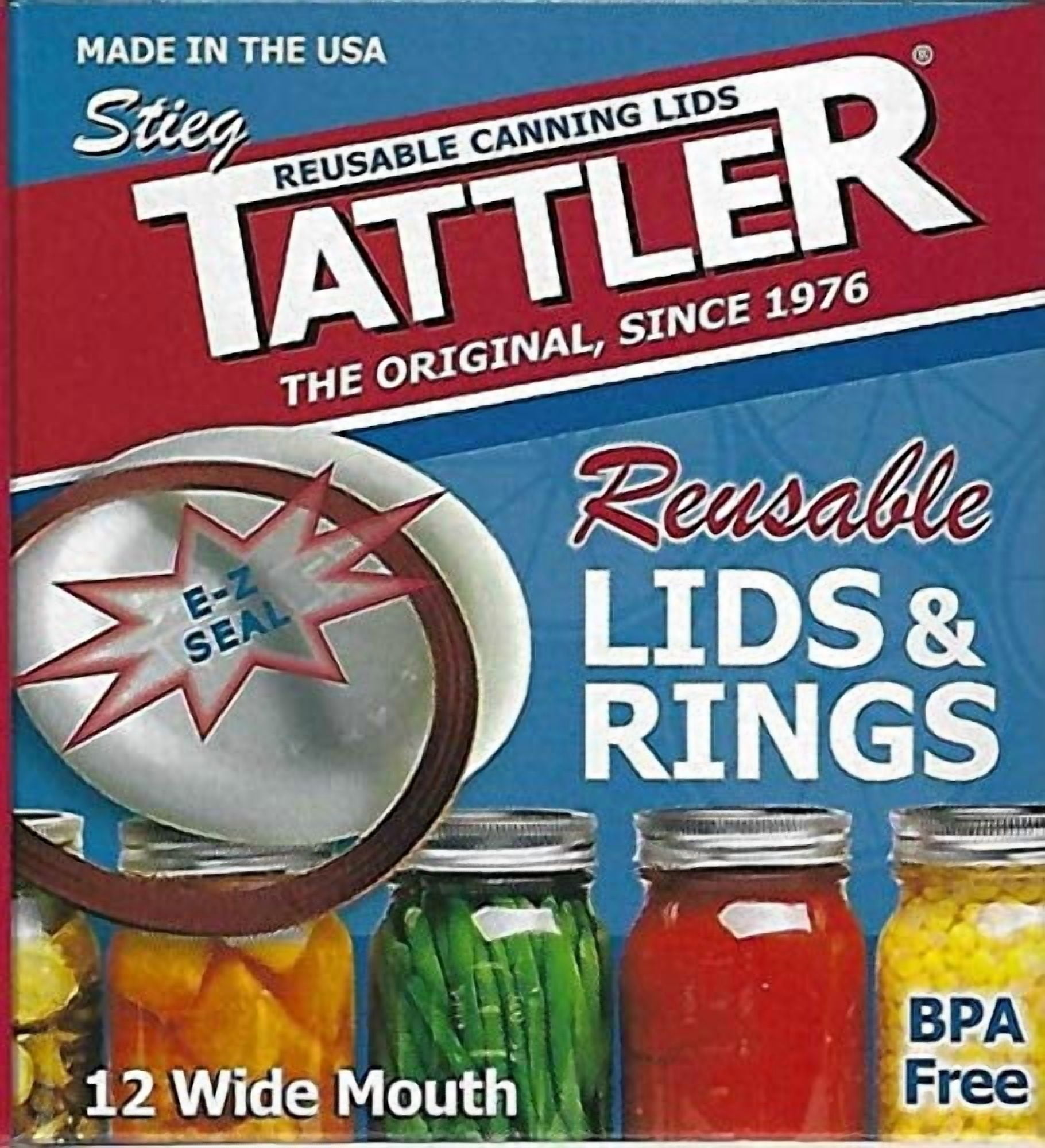 Authentic Tattler E-Z Seal Reusable Canning Lids - WIDE Mouth - 1 Dozen ...