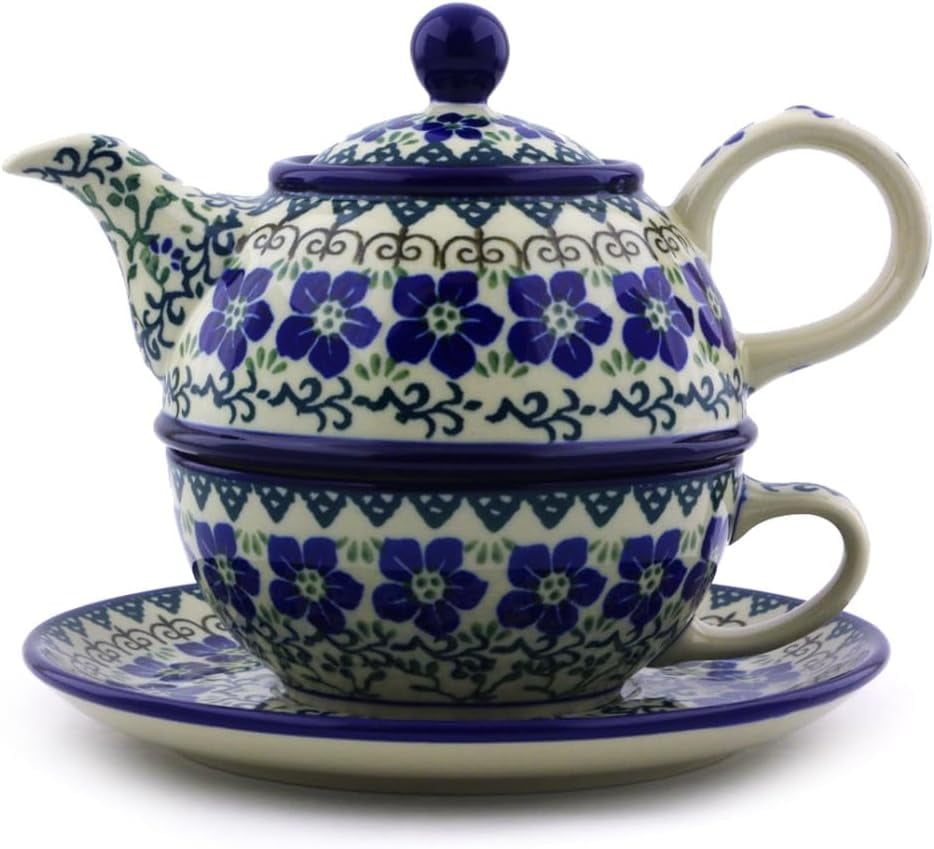 Authentic Tea Set for One in Blue Dogwood Design Handmade in ...