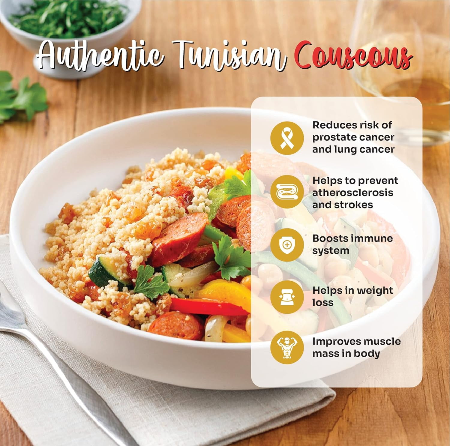 Authentic Tunisian Couscous - Medium Grain Dried Couscous, from - 1-Kg ...