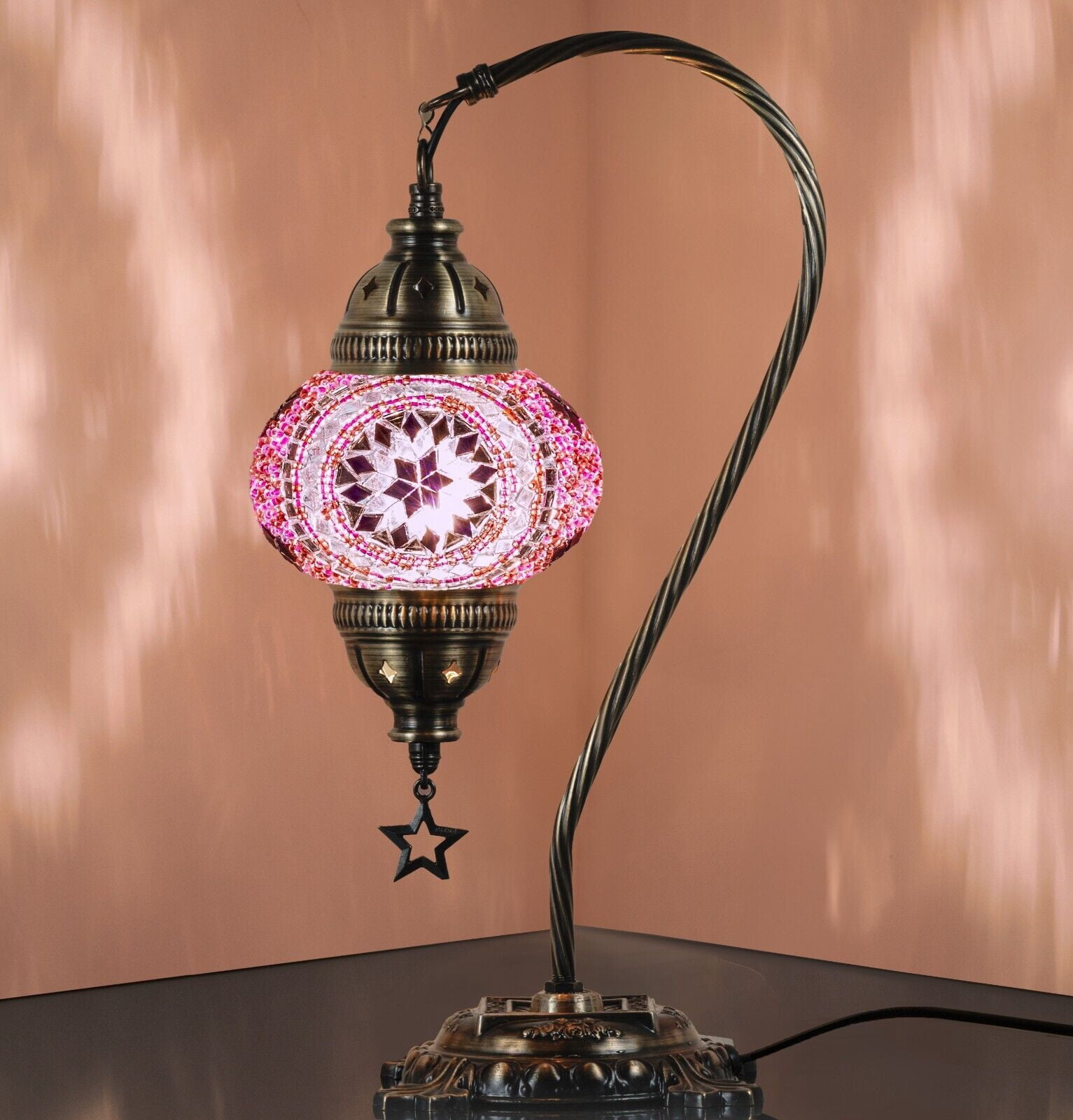 Authentic Turkish Lamp, Decorated Metal Base, Gooseneck, 15" - Walmart.com
