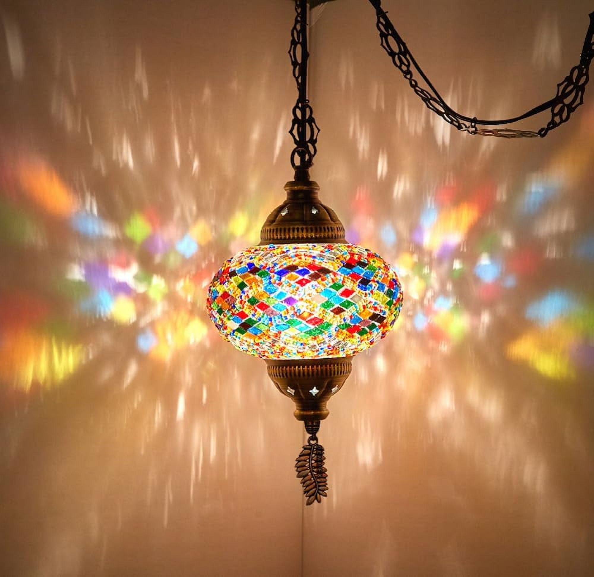 Authentic Turkish Mosaic Plug-in Swag Pendant Light Fixture, Large 6.5 ...