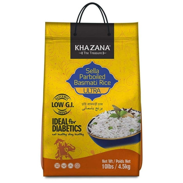 Authentic Ultra Long Parboiled Basmati Rice by NJHF in 10 lb Bag ...