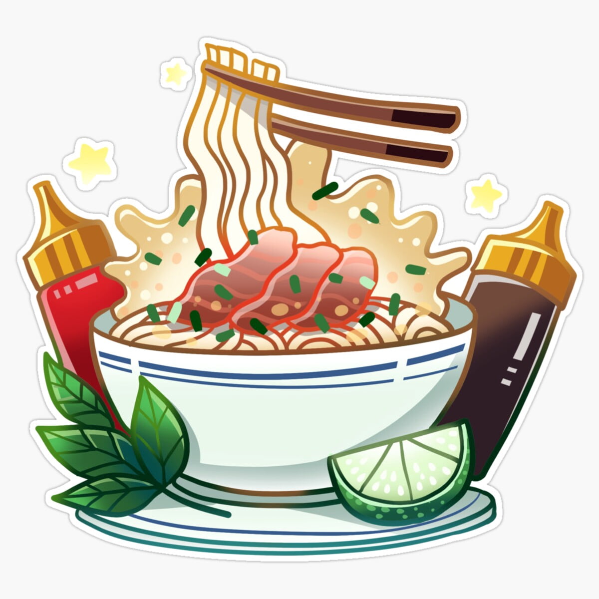 Authentic Vietnamese Pho Rice Noodle Soup Beef Broth Sliced Scallion ...