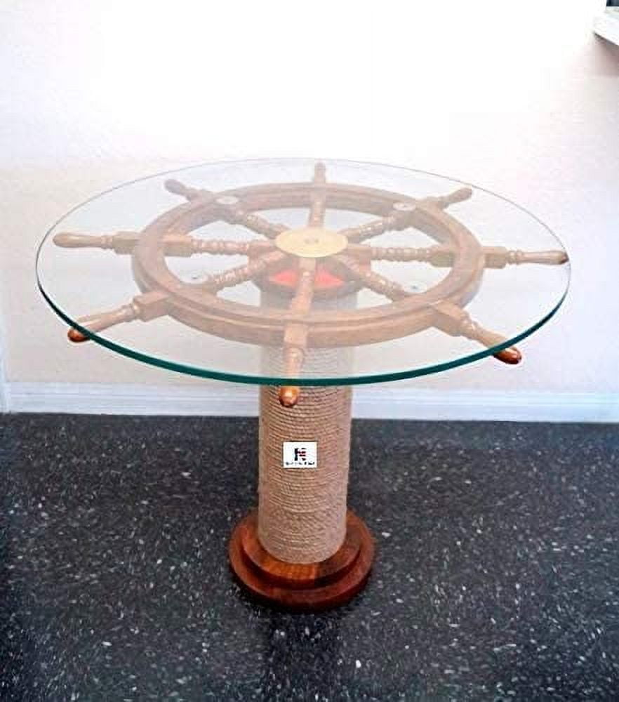 Authentic Wood Crafted Coffee Table with Thick Glass Top | Maritime ...