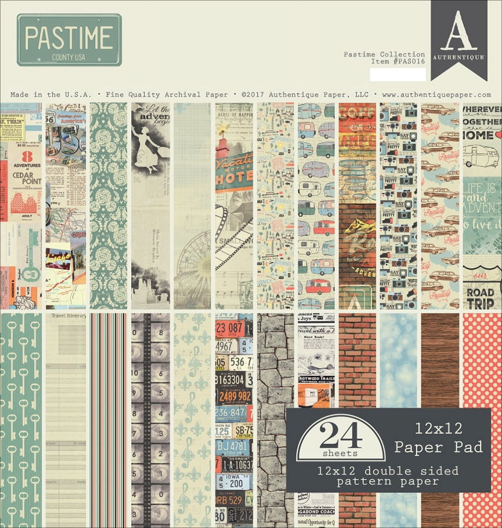 Authentique Double-Sided Cardstock Pad 12"X12" 24/Pkg-Pastime, 12 ...