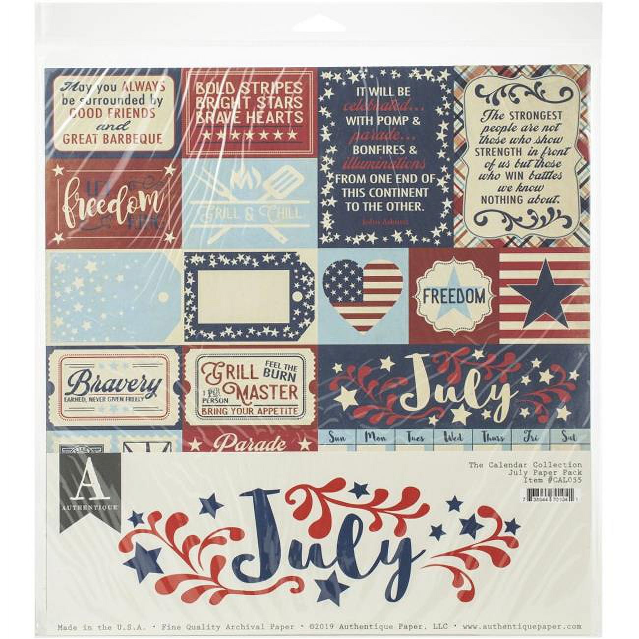 Authentique Paper CAL-055 July - Calendar Paper - Pack of 11 - Walmart.com