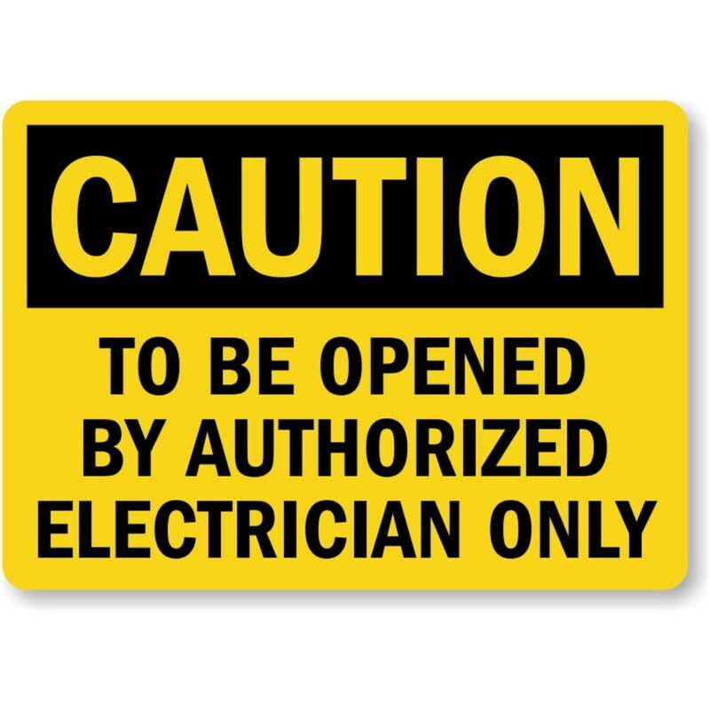 Authorized Electrician Caution Weatherproof Metal Aluminum Sign Size ...