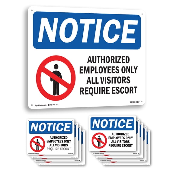 Authorized Employees OSHA Notice Aluminum Sign 10 Inch x 7 Inch - 10 ...