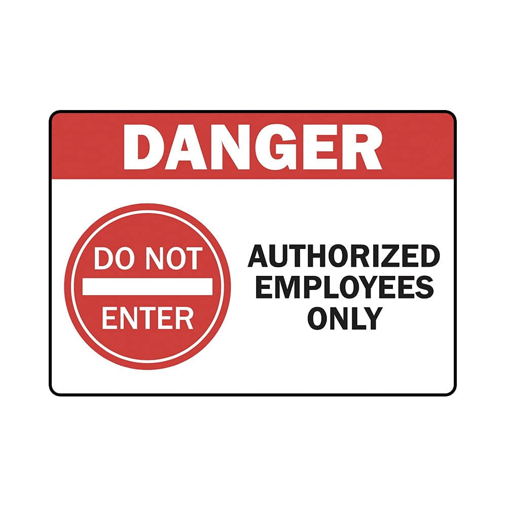 Authorized Employees Only Sticker Sign - 10" x 7" Rectangular ...