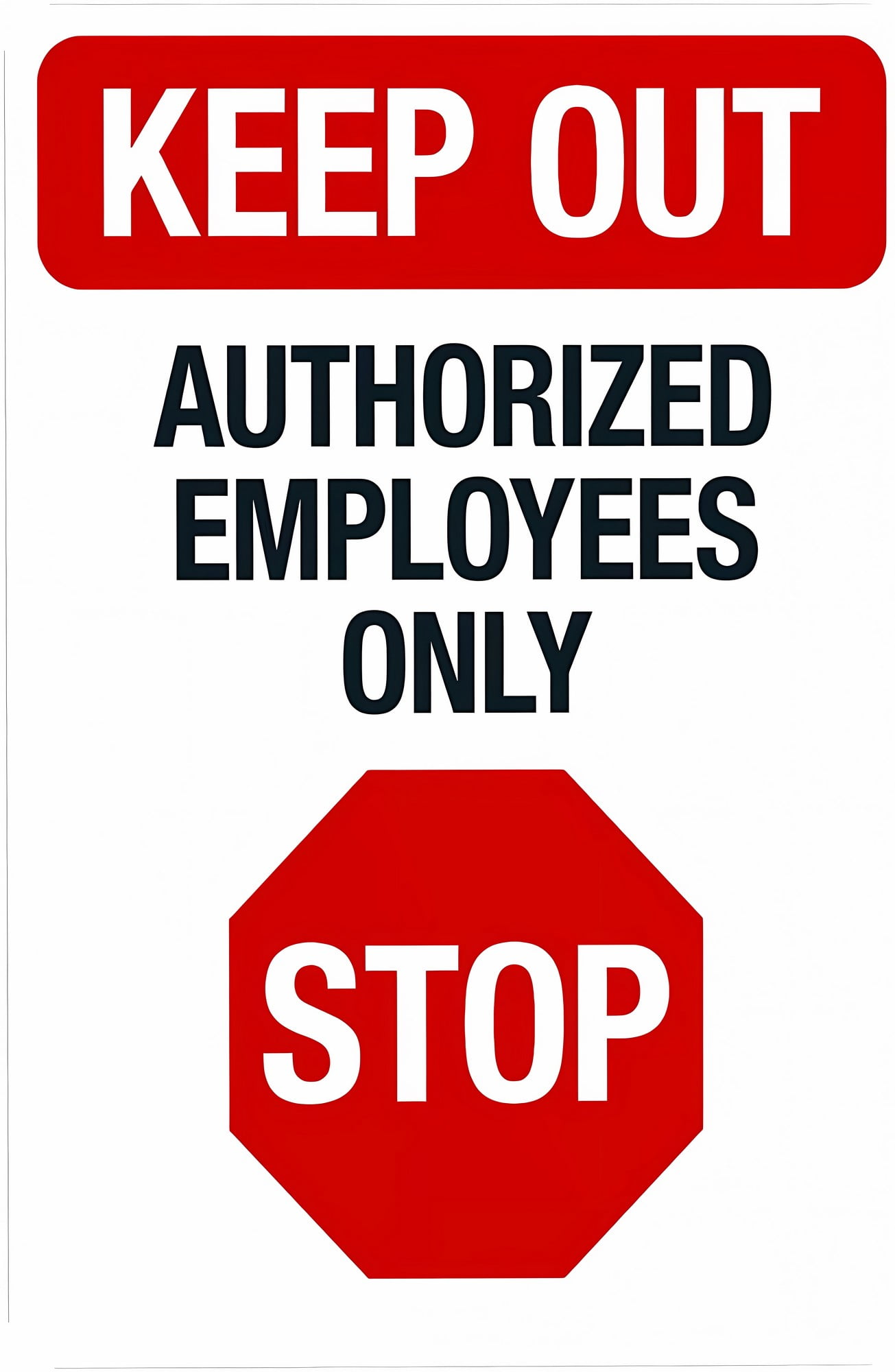 Authorized Employees Only Stop 8"x12" Warning Sign, Security Metal Sign ...