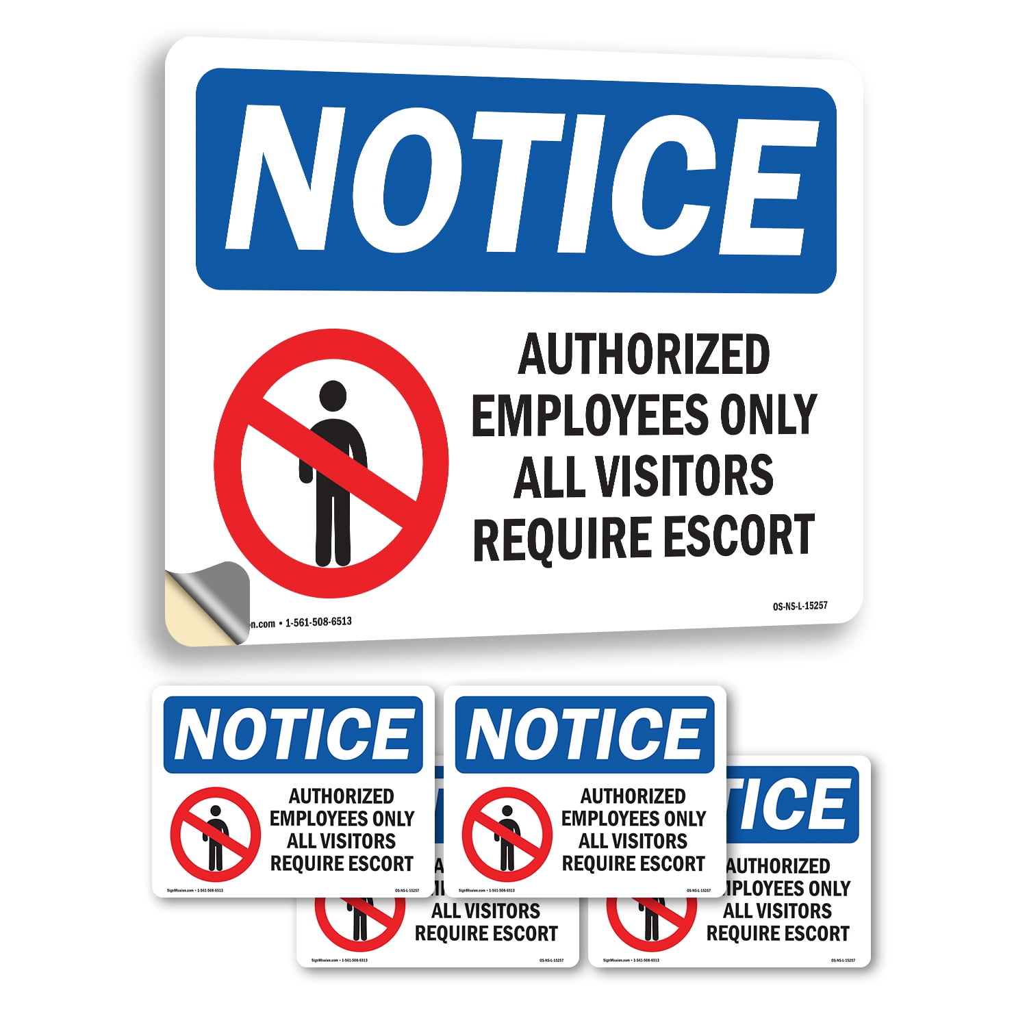 Authorized Employees With Symbol OSHA Notice Vinyl Decal Label 18 Inch ...