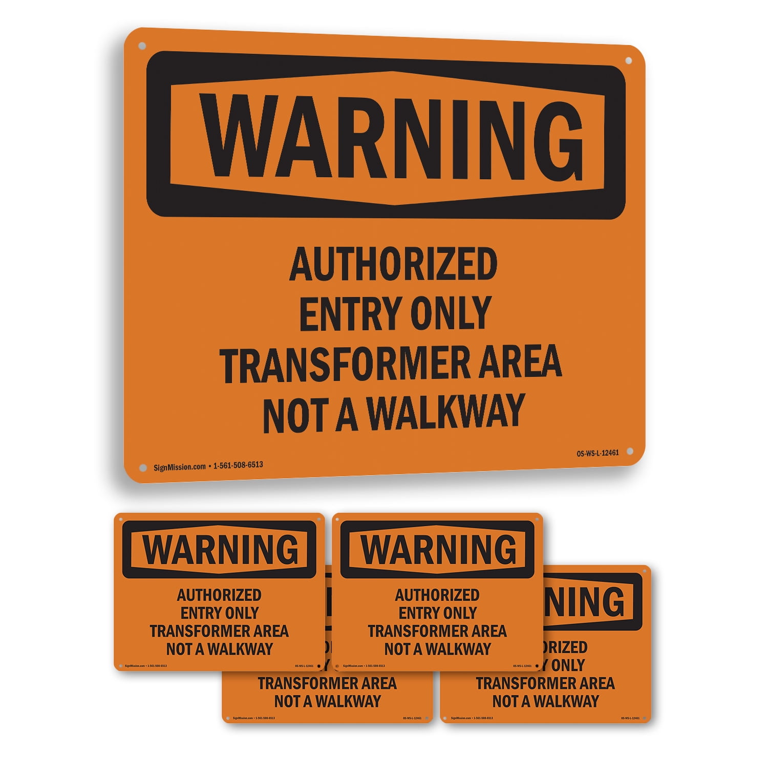 Authorized Entry Only Transformer Area OSHA WARNING Rigid Plastic Sign ...