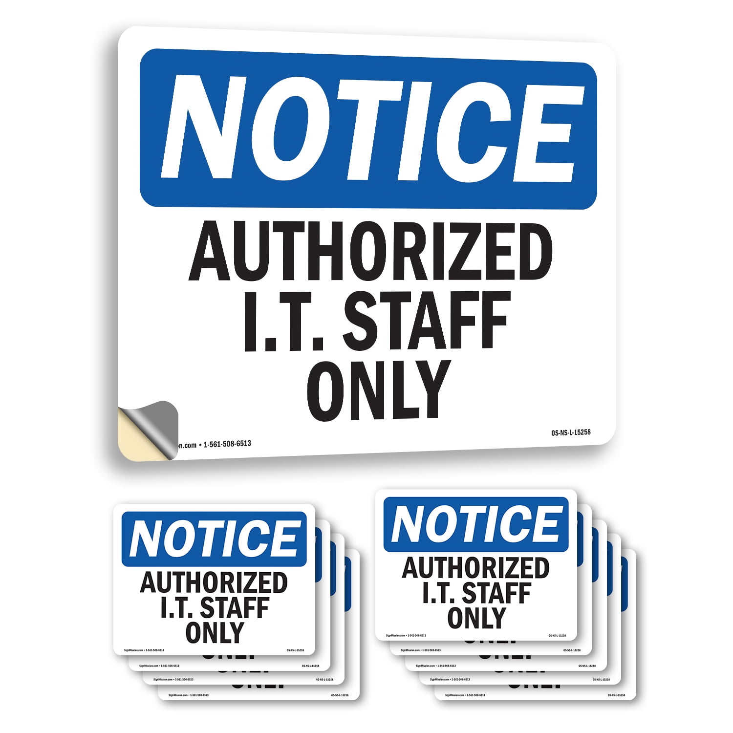 Authorized I.T. Staff Only OSHA Notice Vinyl Decal Label 10 Inch x 7 ...