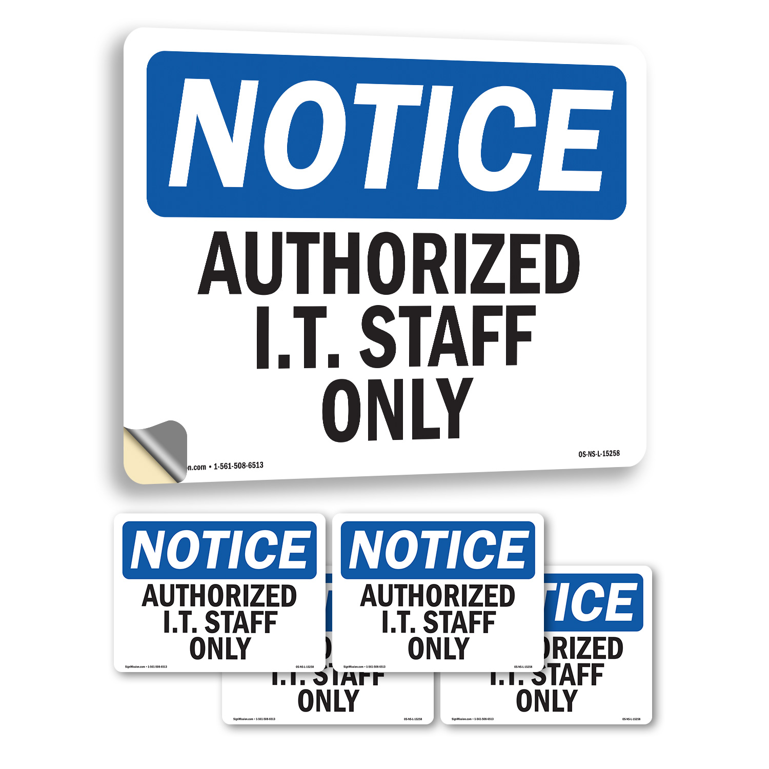 Authorized I.T. Staff Only OSHA Notice Vinyl Decal Label 24 Inch x 18 ...