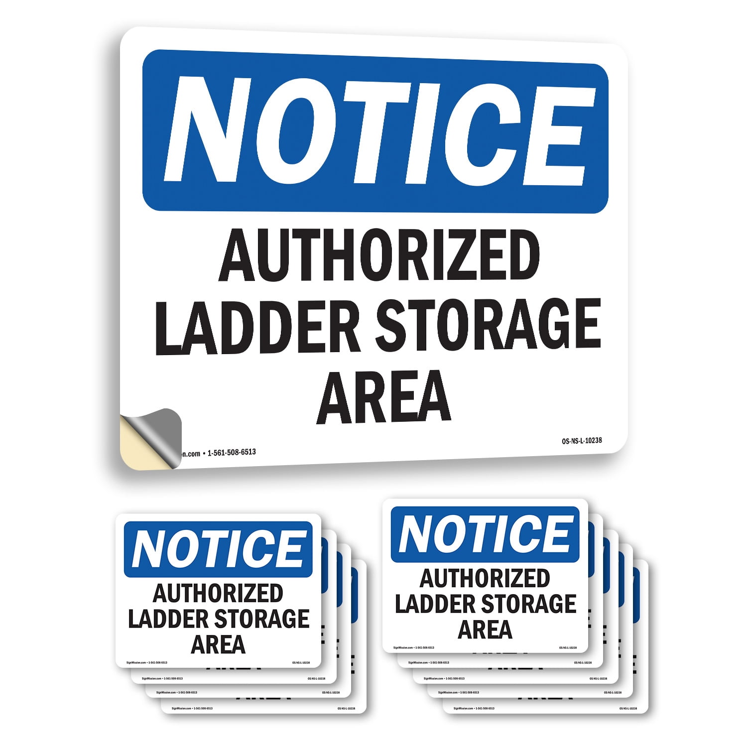Authorized Ladder Storage Area OSHA Notice Vinyl Decal Label 18 Inch x ...