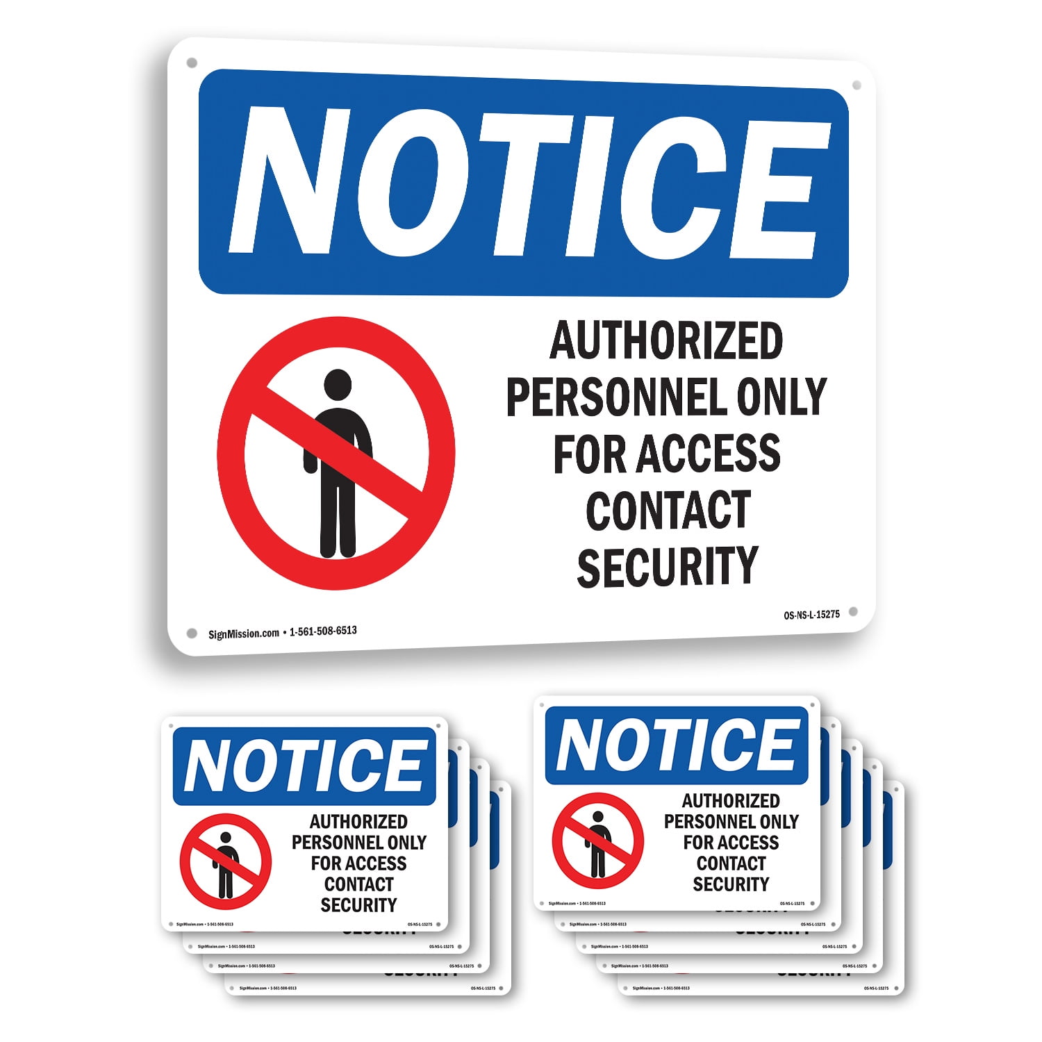Authorized Personnel Only Contact Security OSHA Notice Aluminum Sign 14 ...