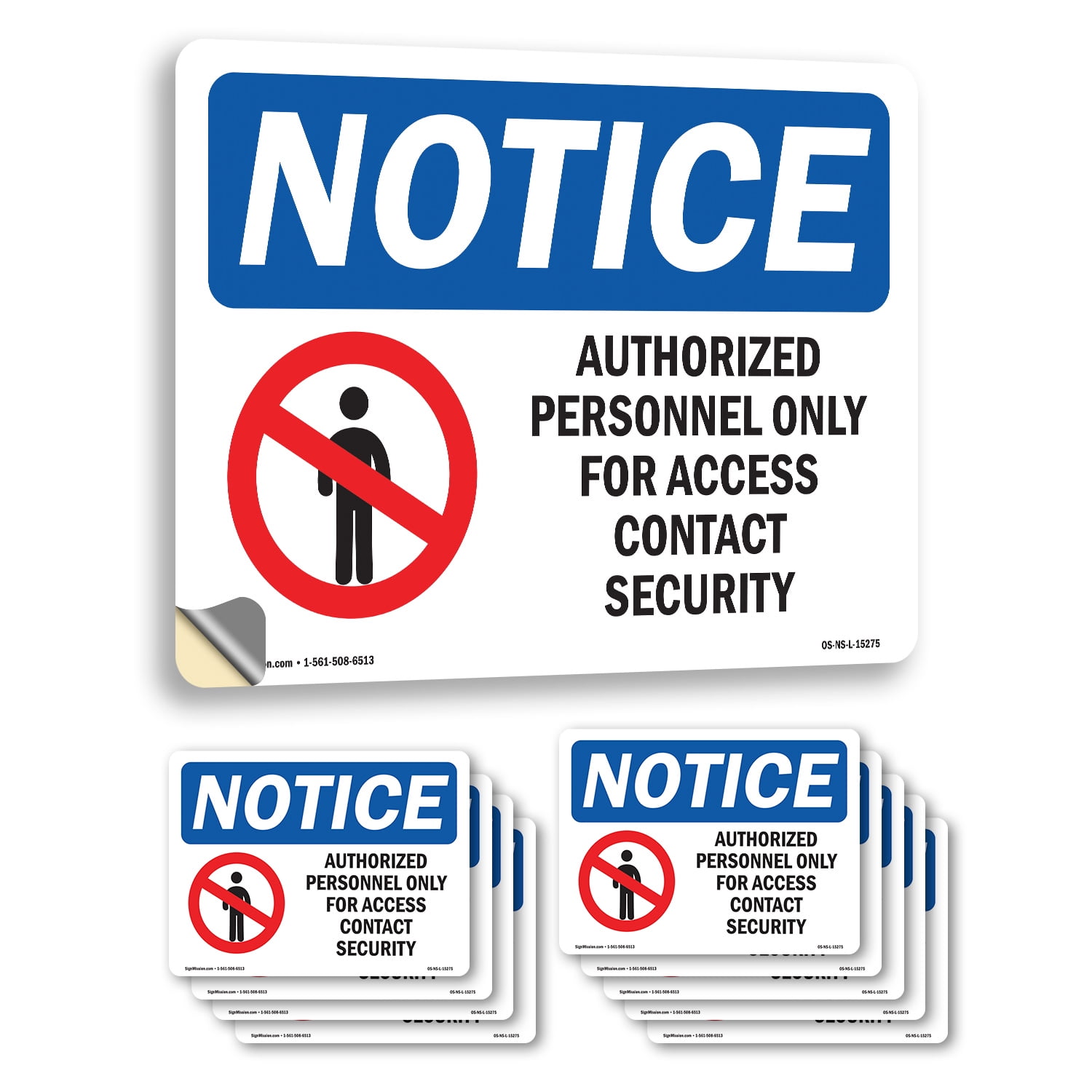 Authorized Personnel Only Contact Security OSHA Notice Vinyl Decal ...