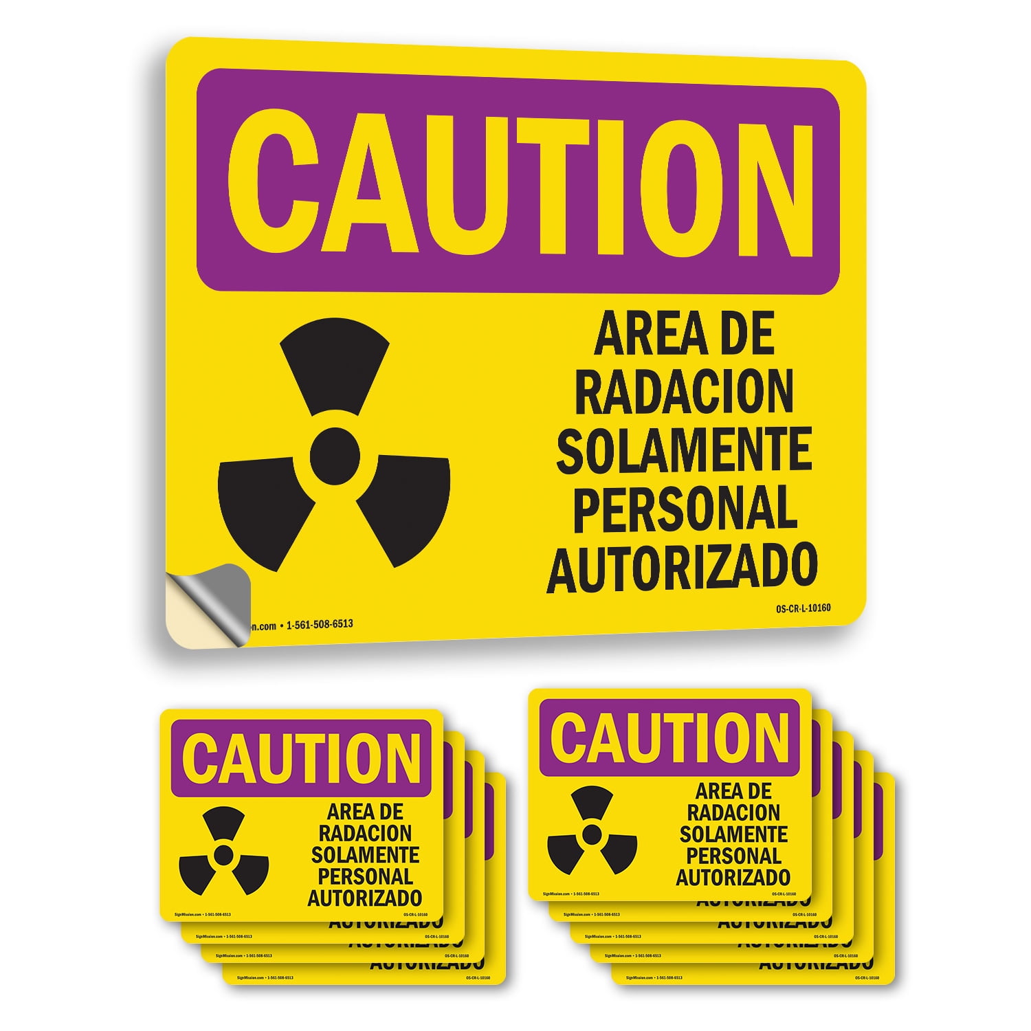 Authorized Personnel Only Spanish OSHA Caution Radiation Vinyl Decal ...
