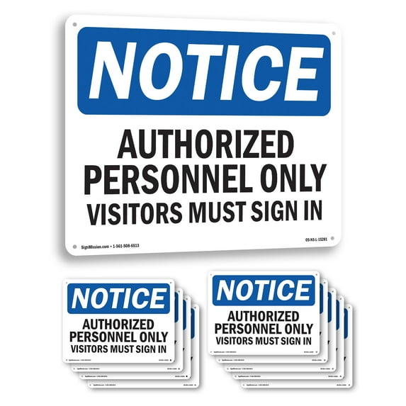 Authorized Personnel Only Visitors OSHA Notice Aluminum Sign 24 Inch x ...